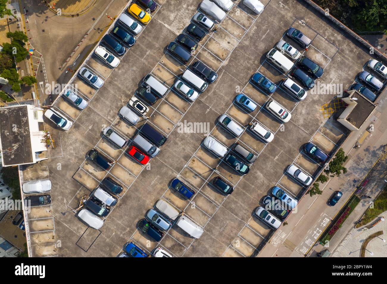 Top view of car park Stock Photo - Alamy
