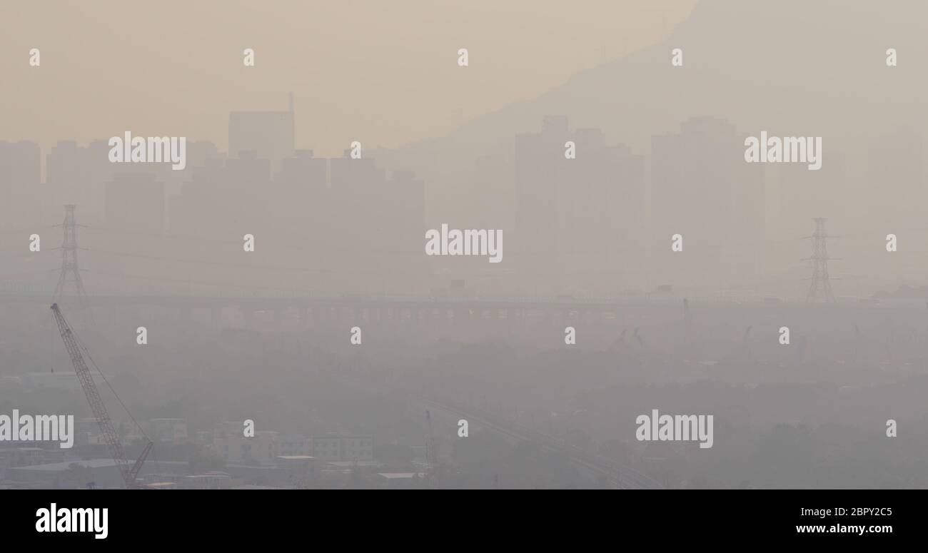 Serious air pollution in Hong Kong city Stock Photo - Alamy