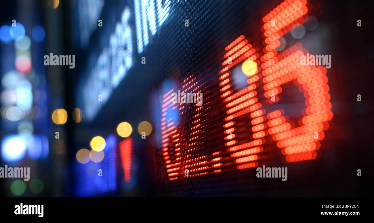 Stock market display screen in city Stock Photo - Alamy