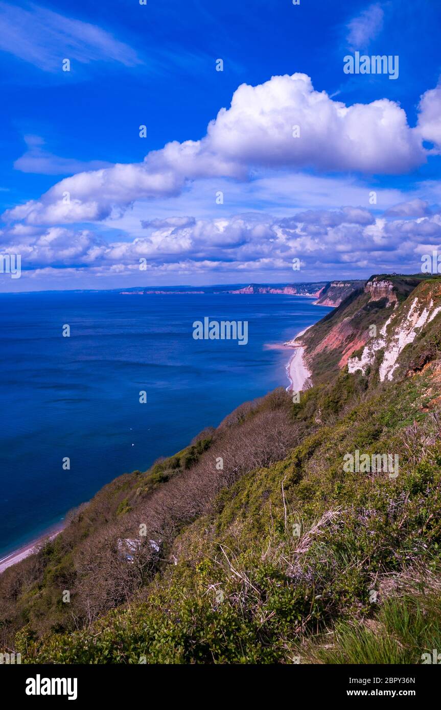 Shot of Lyme Bay from the cliffs above Littlecombe Shute looking ...