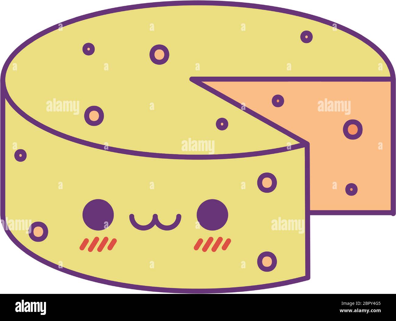 cheese cartoon line and fill style icon design, Kawaii food cute ...
