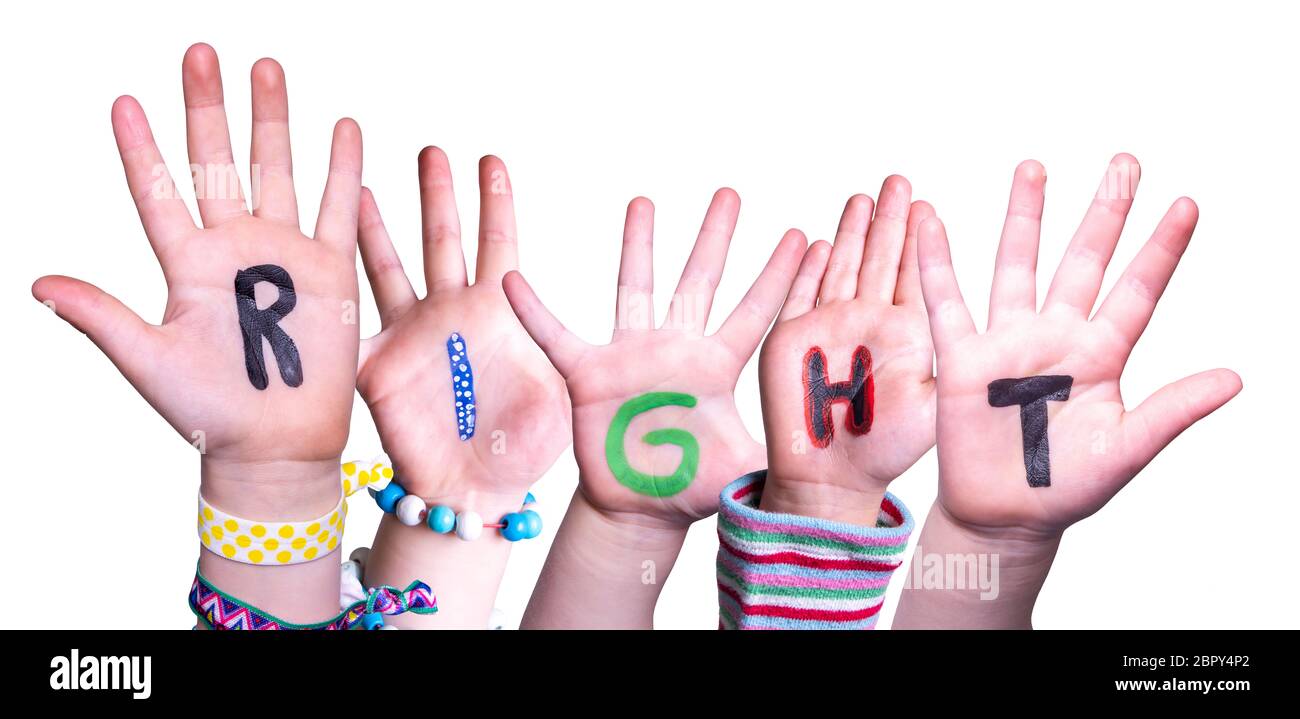 Children Hands Building Word Right, Isolated Background Stock Photo - Alamy