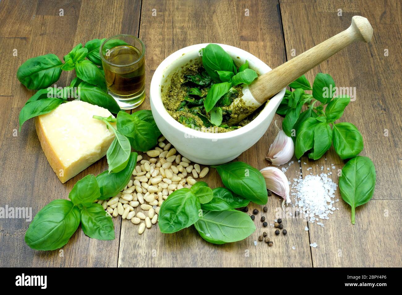 Making Basil Pesto Stock Photo - Alamy
