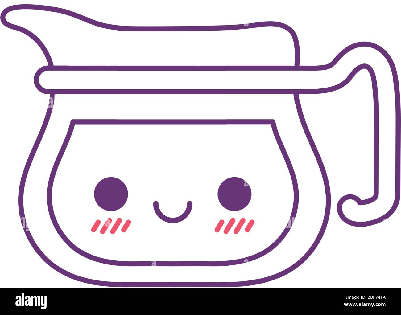 coffee kettle cartoon line style icon design, Kawaii food cute ...