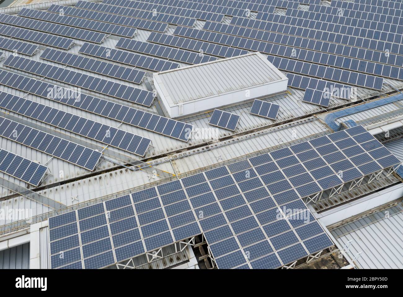 Top view of solar panel station Stock Photo - Alamy