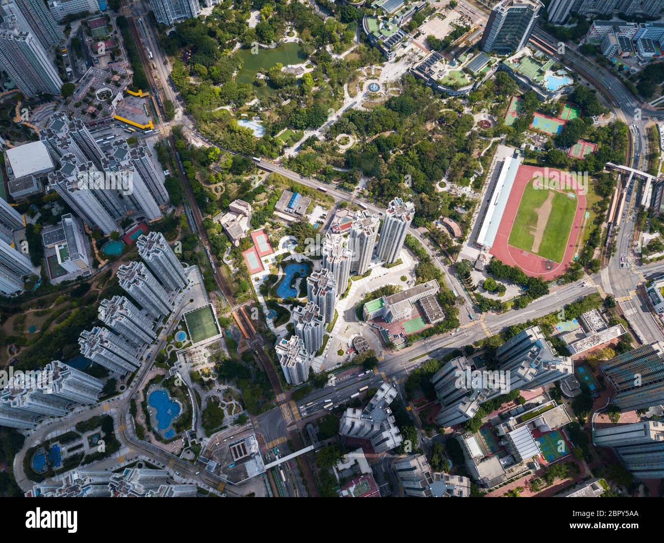 Tin Shui wai, Hong Kong 25 May 2018:- Aerial view of Hong Kong city ...