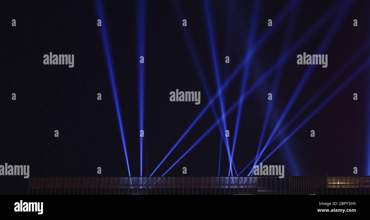 Stage spotlight laser blue rays hi-res stock photography and images - Alamy