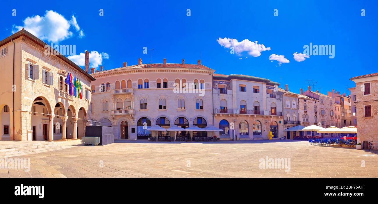 Forum square and historic roman Temple of Augustus in Pula panoramic ...