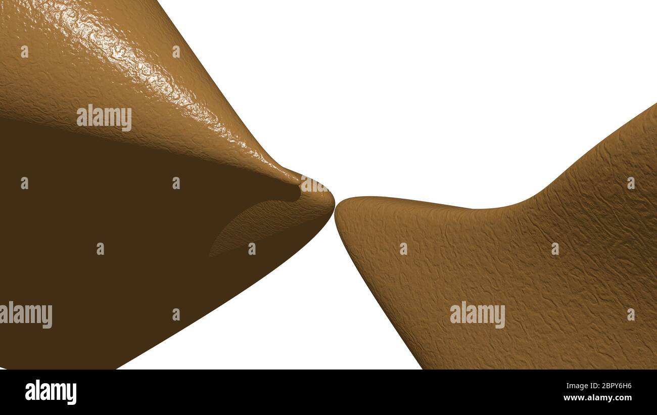 3D illustration of a geometrical shape of saddle brown color on a white ...