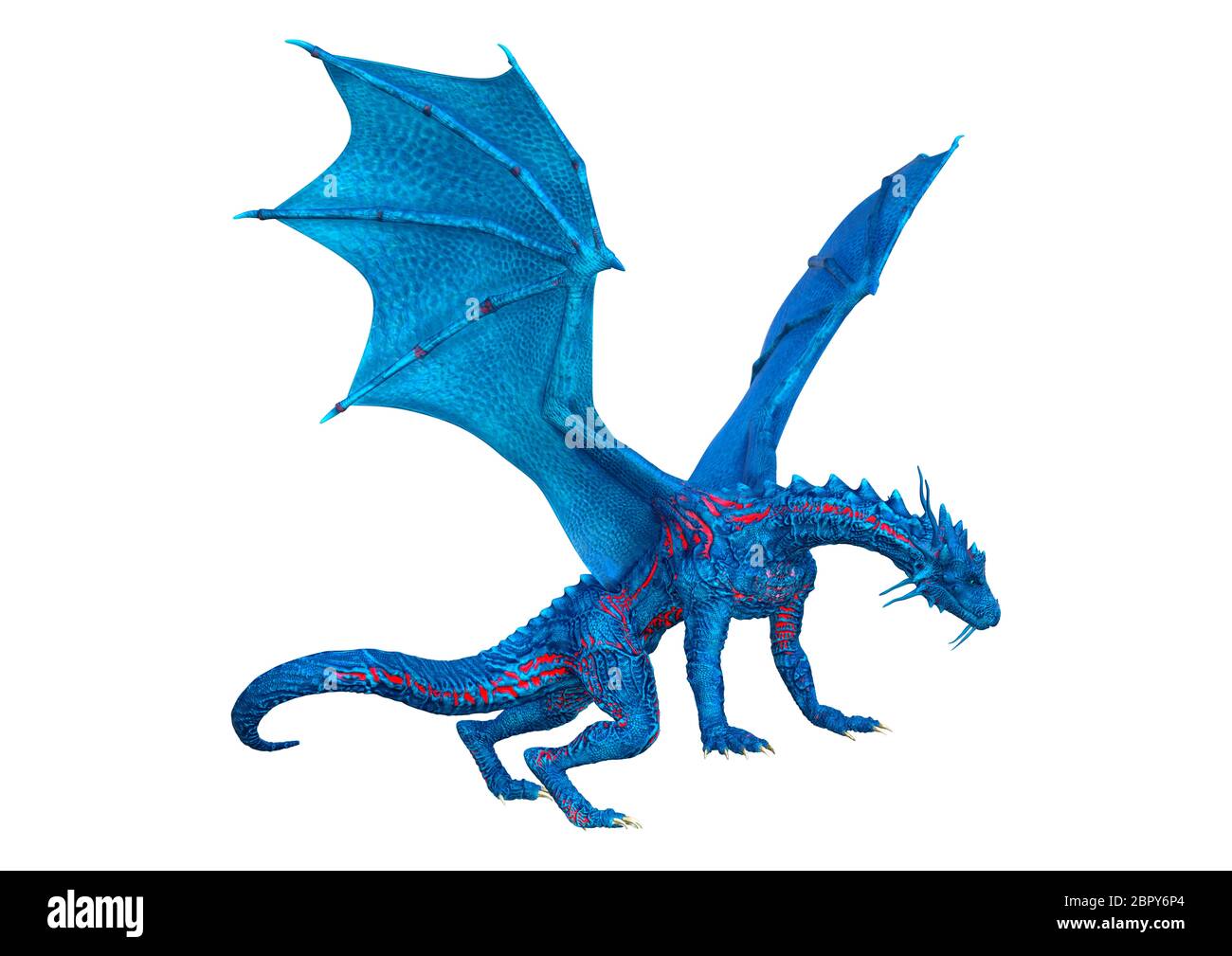 3D rendering of a blue fantasy dragon isolated on white background ...