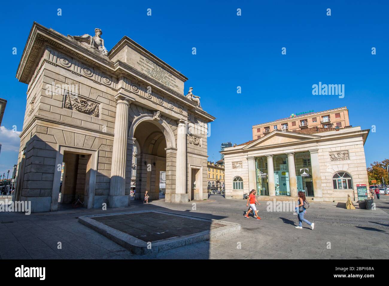 View of Porta Garibaldi in Piazza XXV Aprile, Milan, Lombardy, Italy ...
