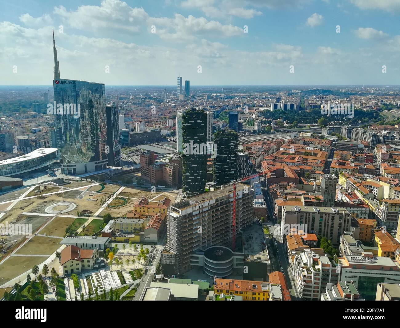 Milan aerial view. Milano city, Italy. Modern buildings view Stock ...