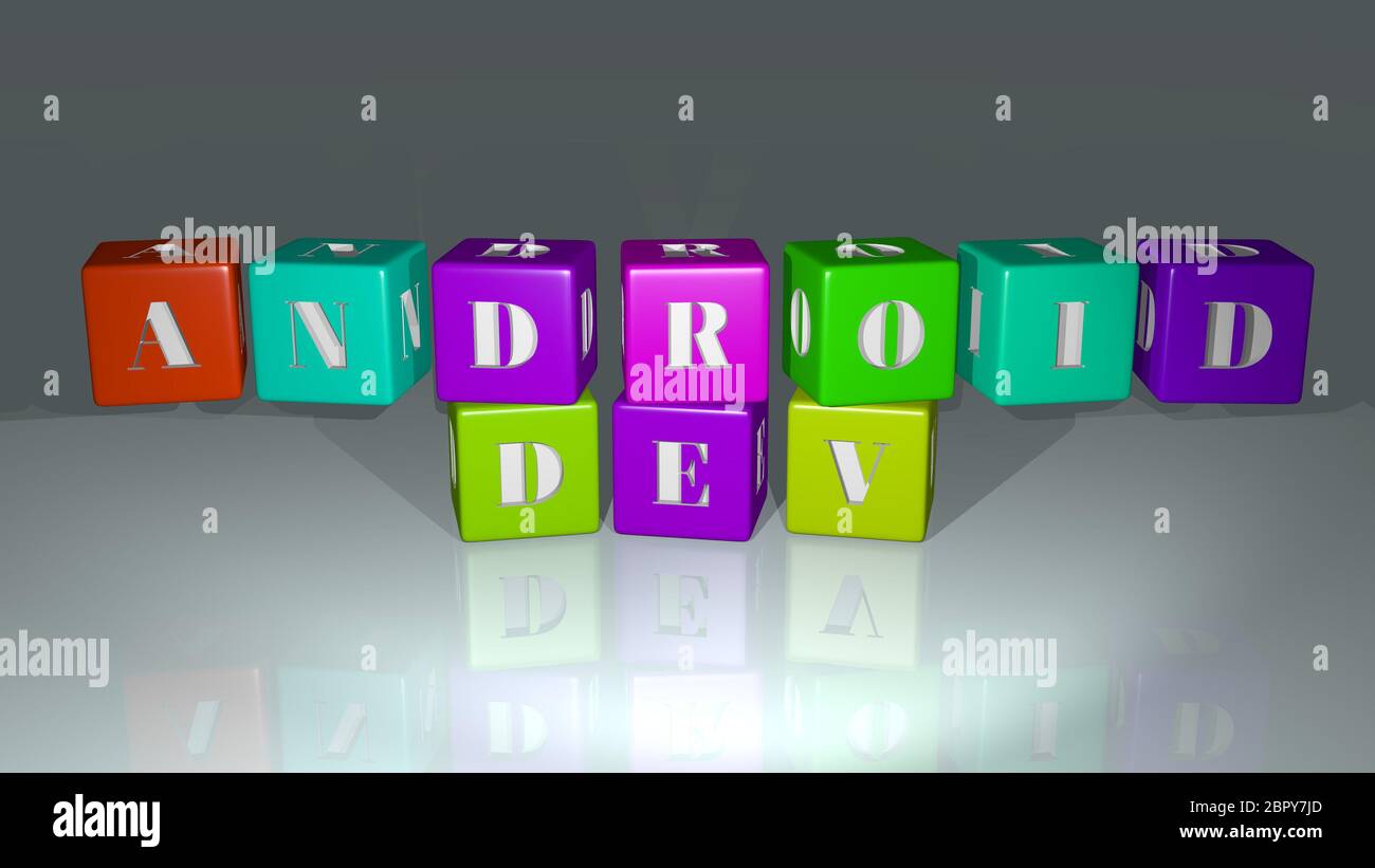 combination of Android Dev built by cubic letters from the top ...