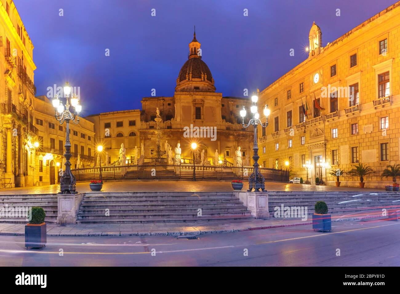 The Praetorian Fountain with church of Santa Caterina in the background ...