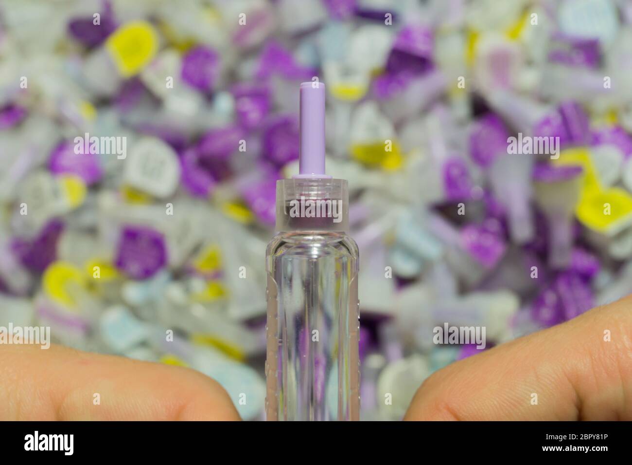 Diabetes insulin syringe with needle closeup Stock Photo - Alamy