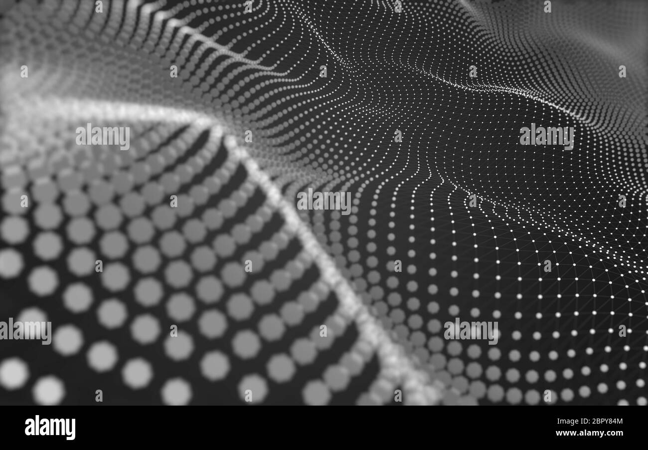 Abstract Polygonal Space Low Poly Dark Background With Connecting Dots And Lines Connection