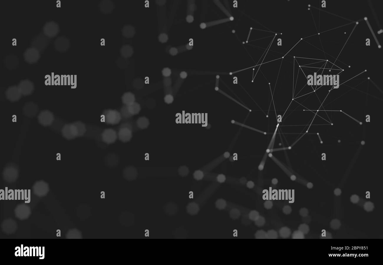 Abstract polygonal space low poly dark background with connecting dots and lines. Connection ...