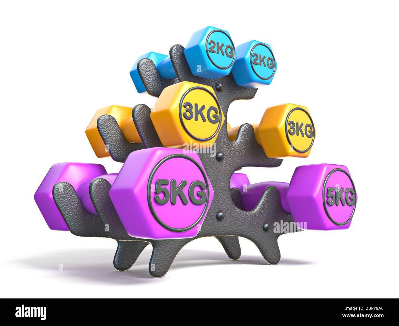 Dumbbell storage rack 3D render illustration isolated on white ...