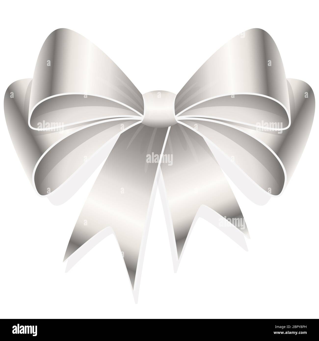EPS 10 vector illustration of silver colored ribbon bow isolated on ...