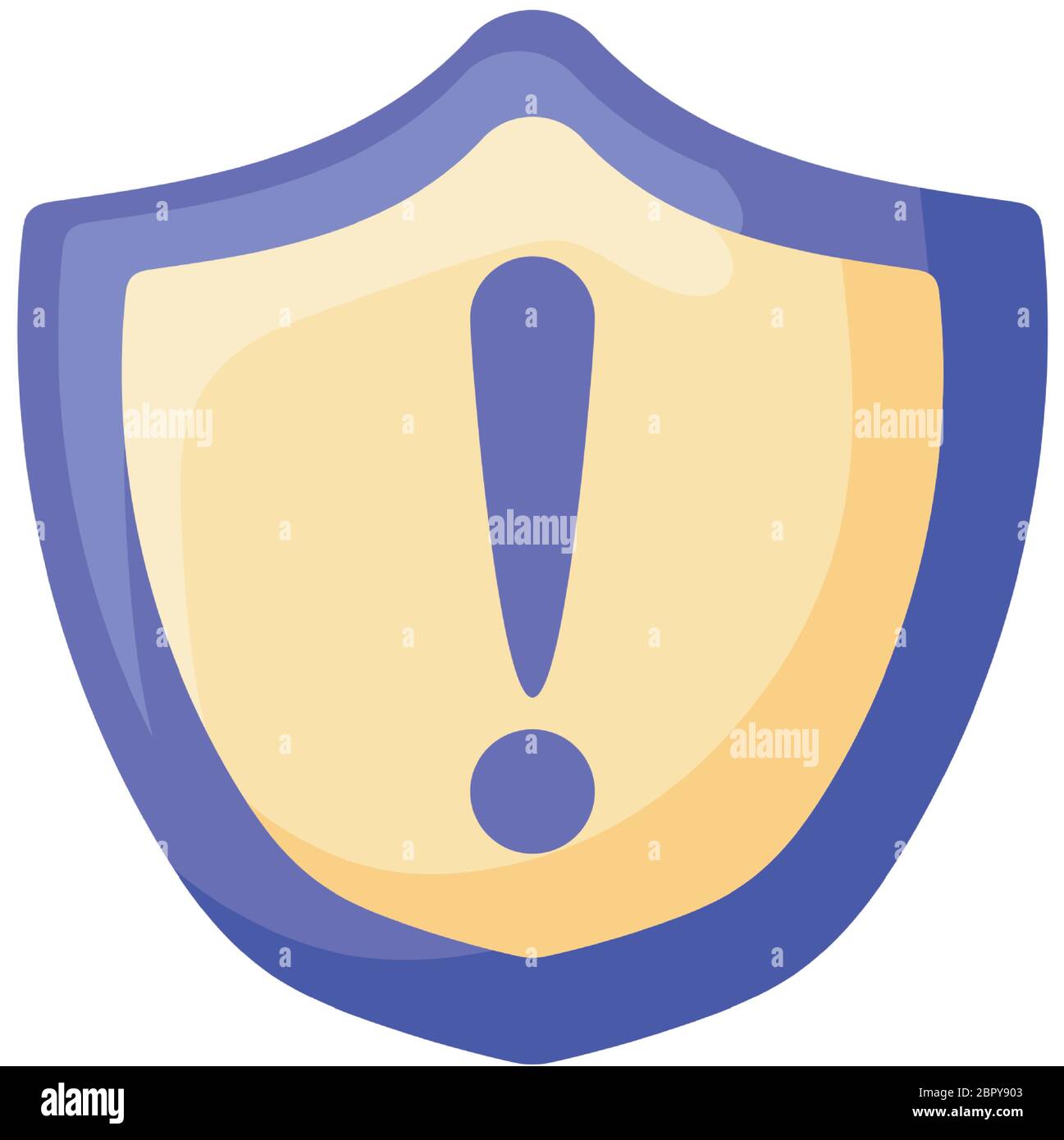 Exclamation mark inside shield flat style icon design, Alarm caution warning and problem theme ...