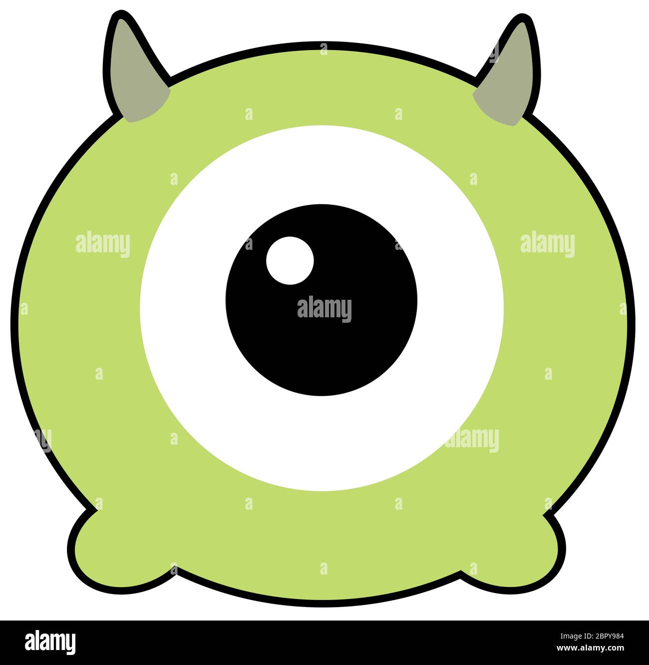 monster one eye alien creature green illustration Stock Photo - Alamy