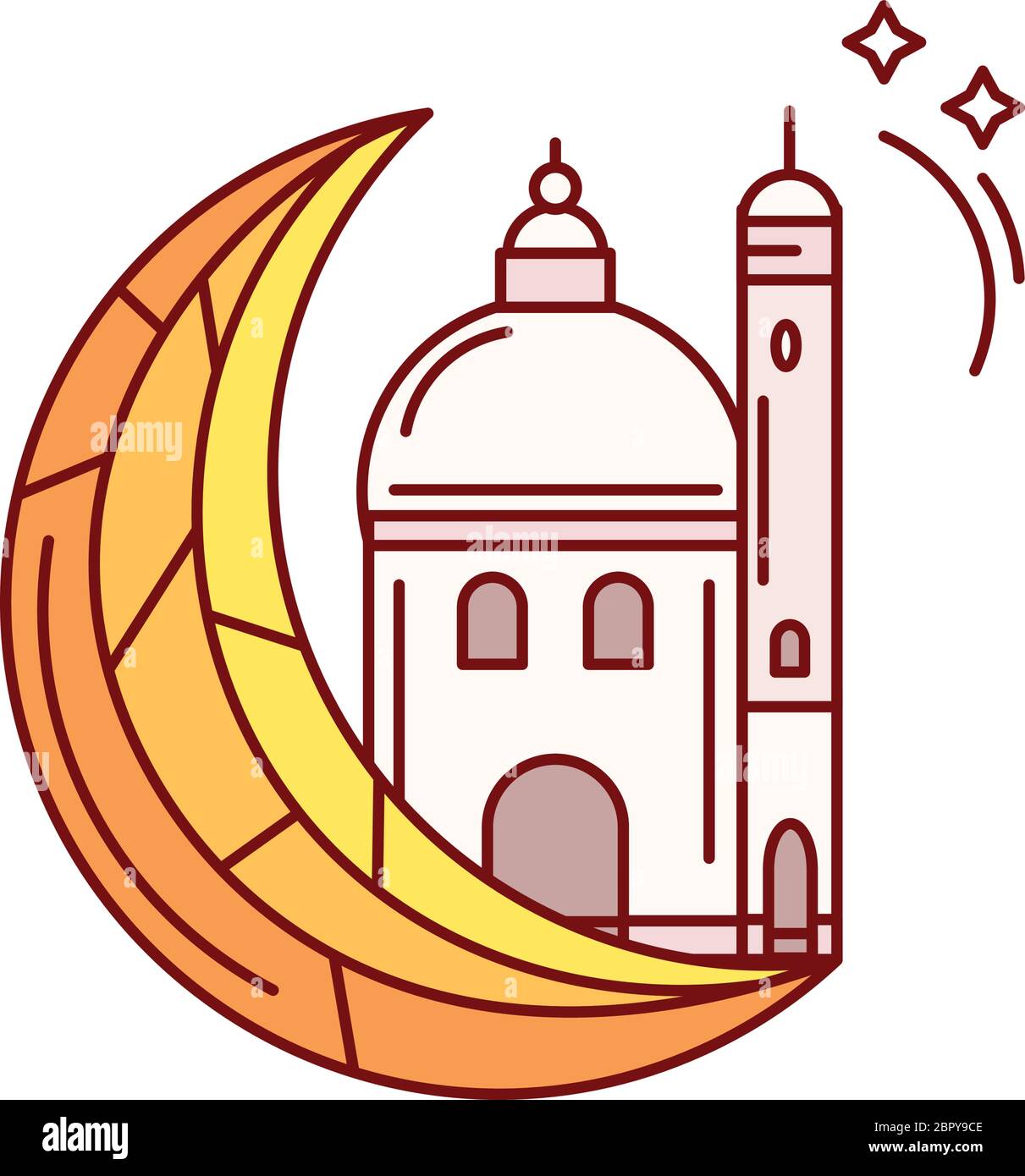 muslim temple, mosque building on white background vector illustration ...