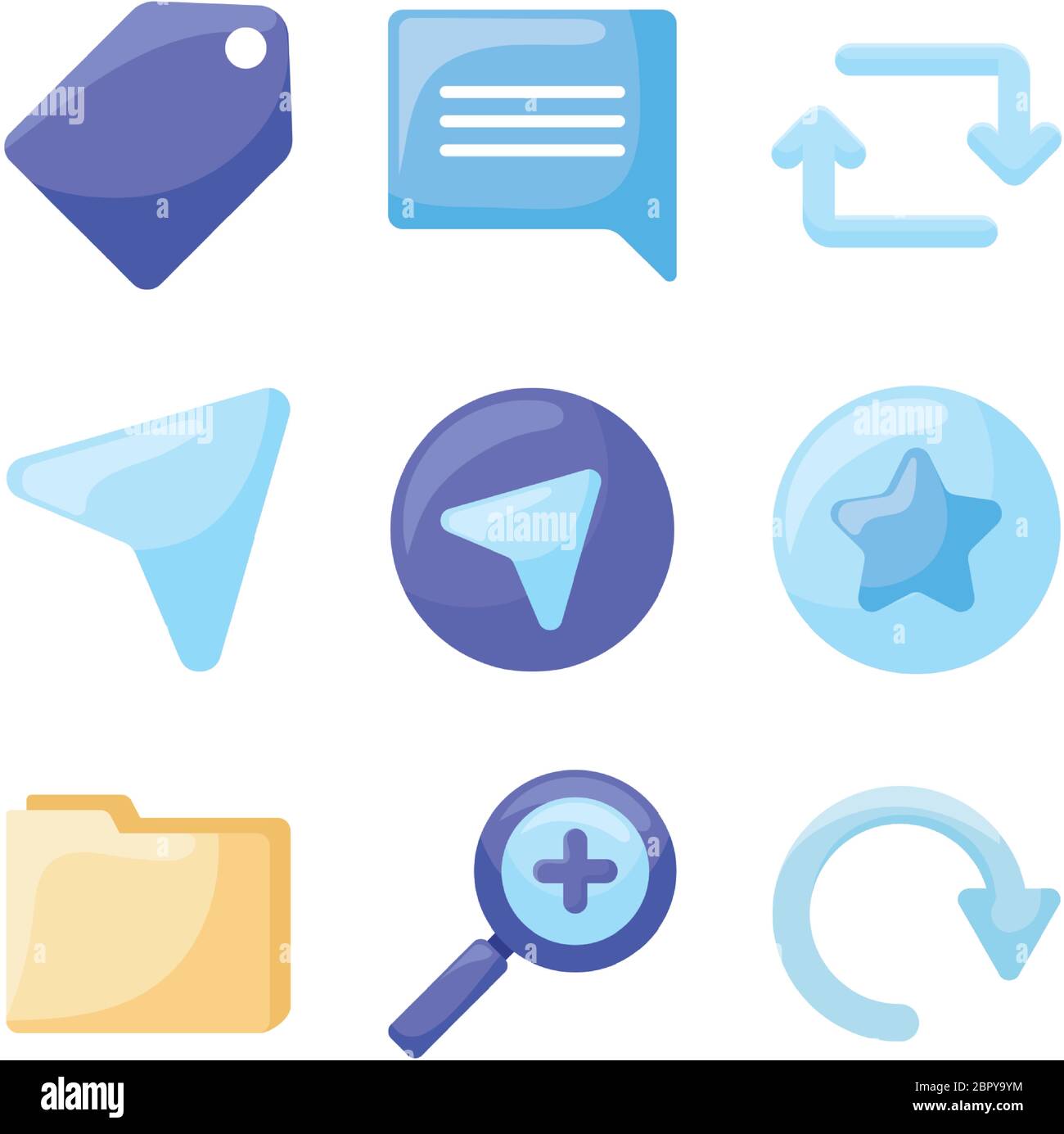 Flat style icon set design, Social media web multimedia and ...