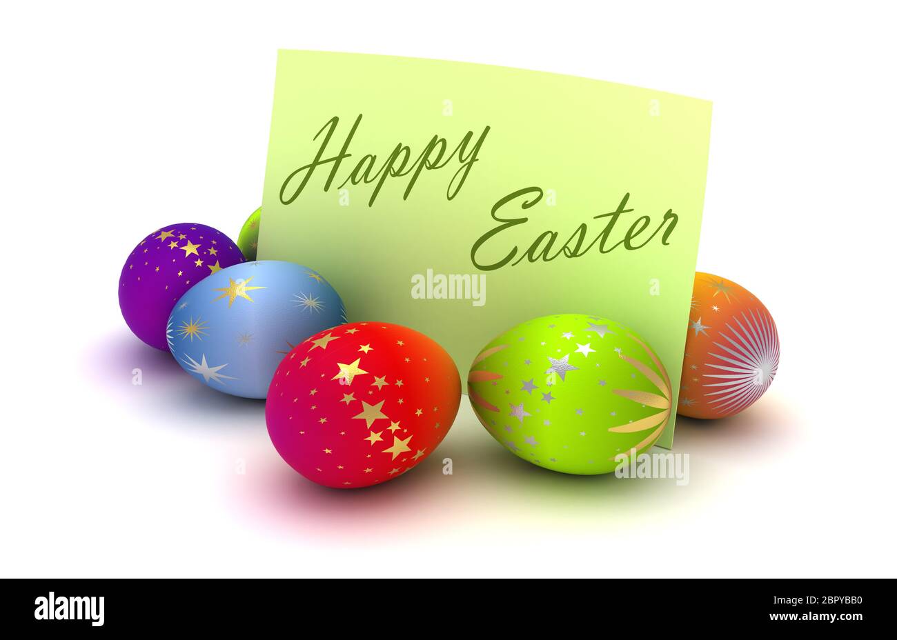 Happy easter note on white background Stock Photo - Alamy
