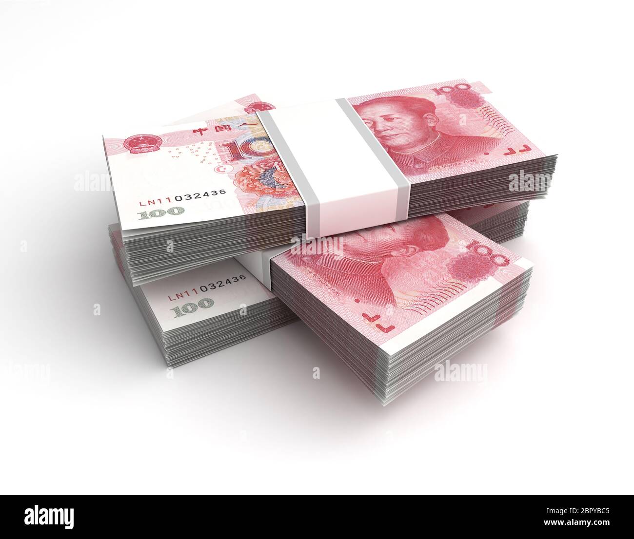 Stack of Chinese Yuan (Isolated on white background Stock Photo - Alamy