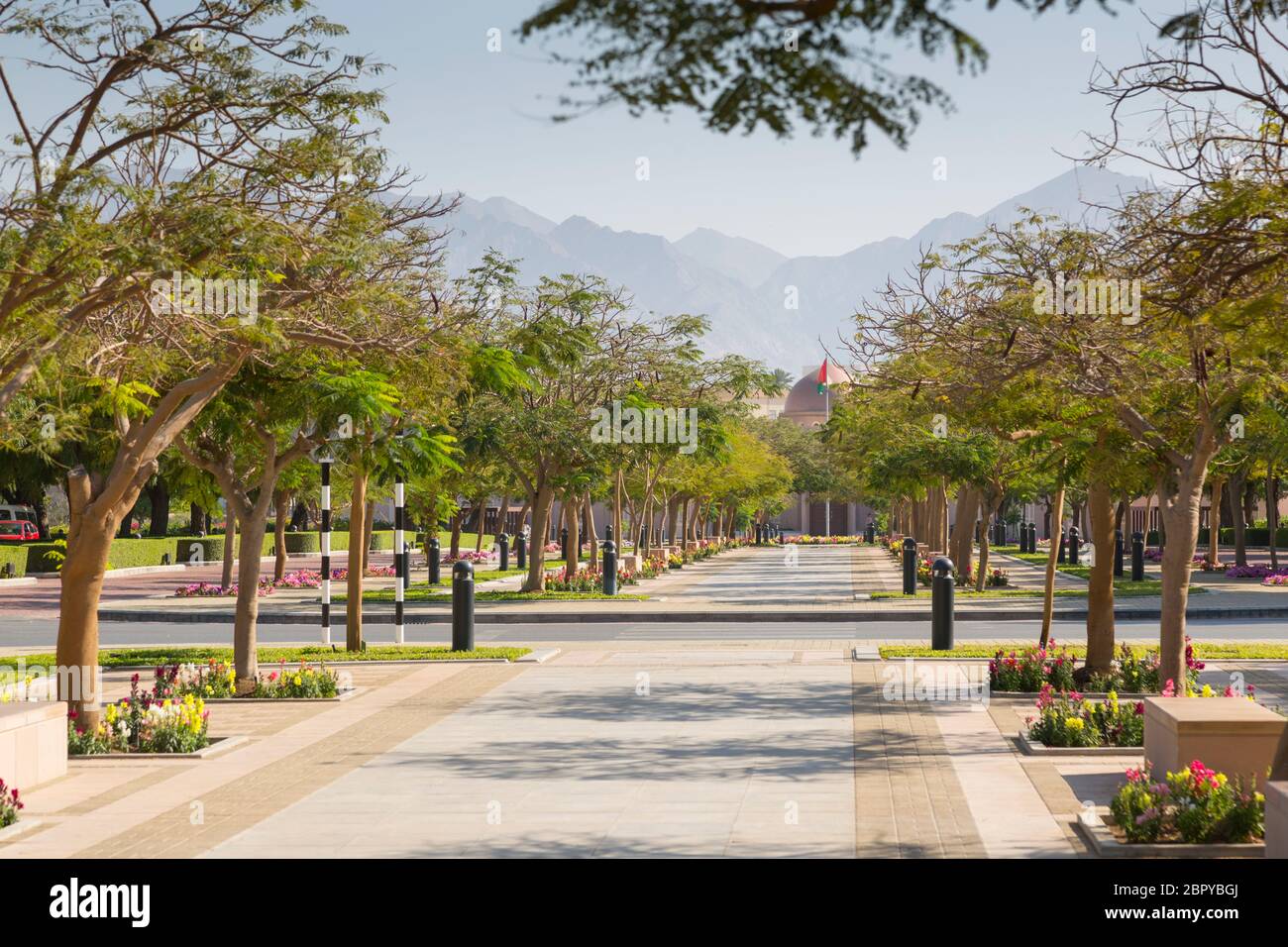 View of surrounding area of Sultan Qaboos Grand Mosque Minaret, Muscat ...