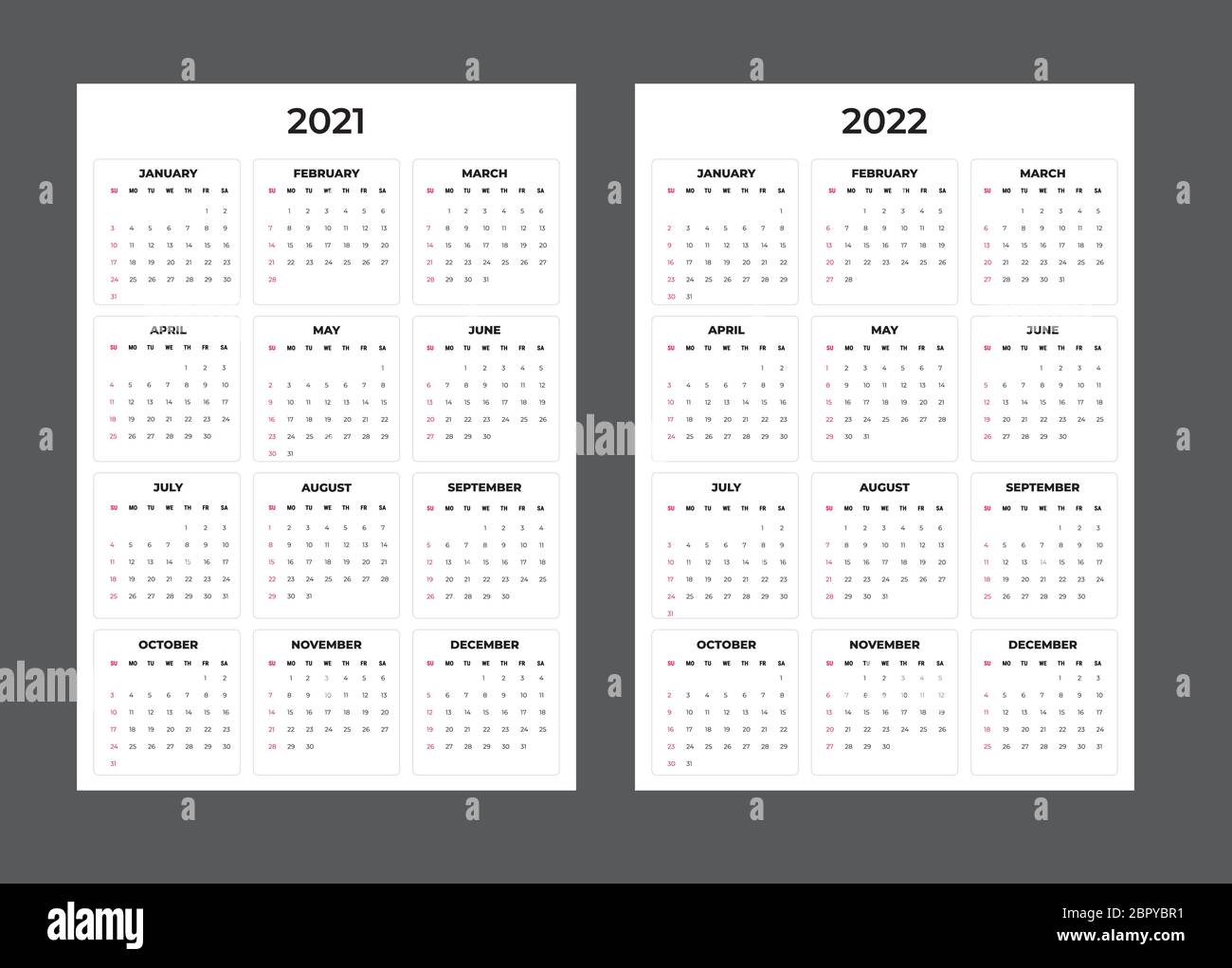 2021-2020 Calendar - illustration. Template. Mock up. Vector calendar ...