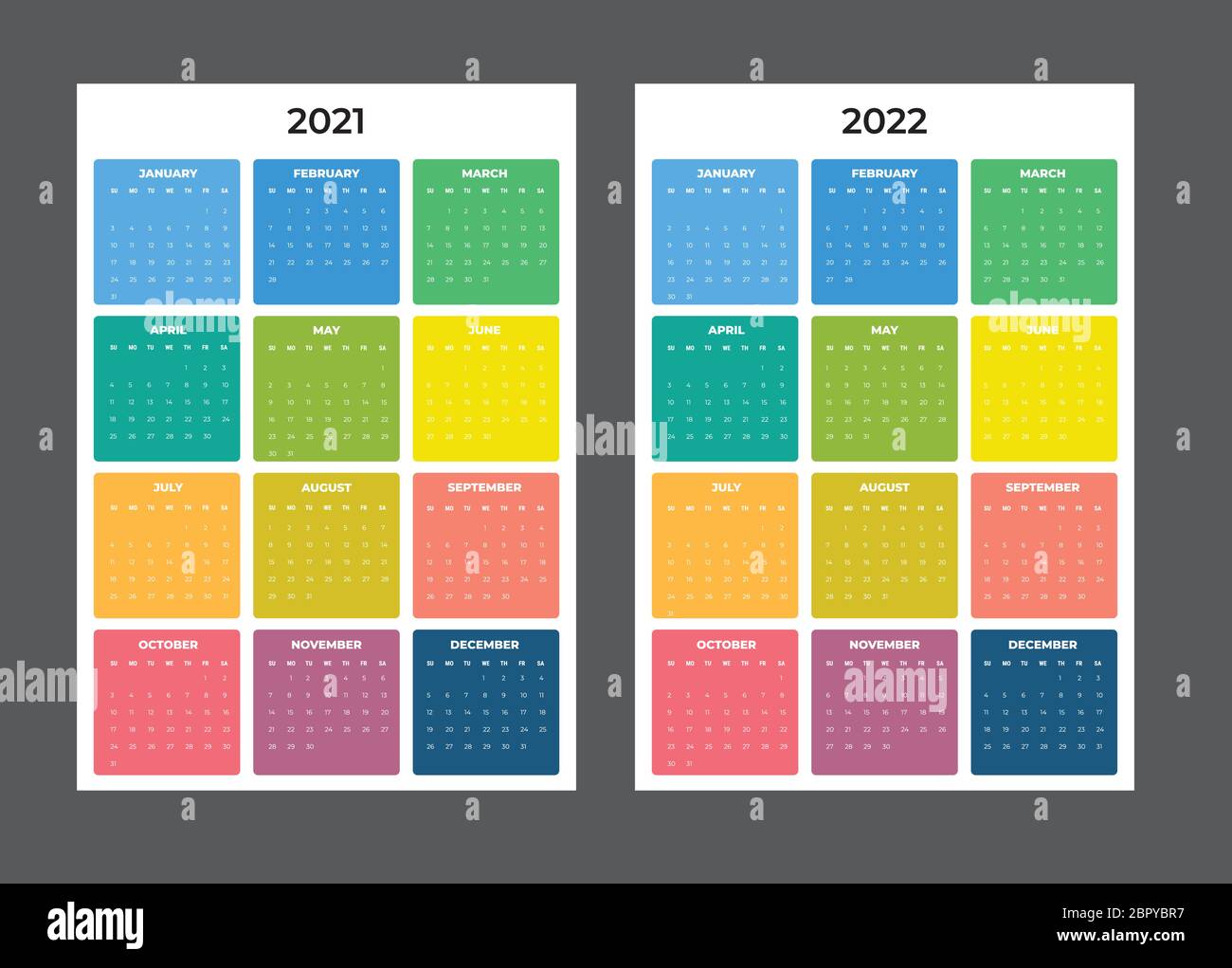 2021-2020 Calendar - illustration. Template. Mock up. Vector calendar ...