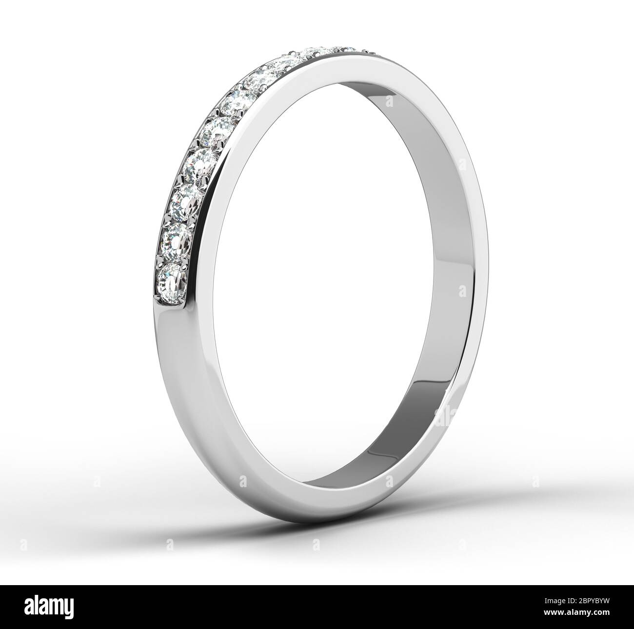 Single diamond wedding ring on white background Stock Photo - Alamy