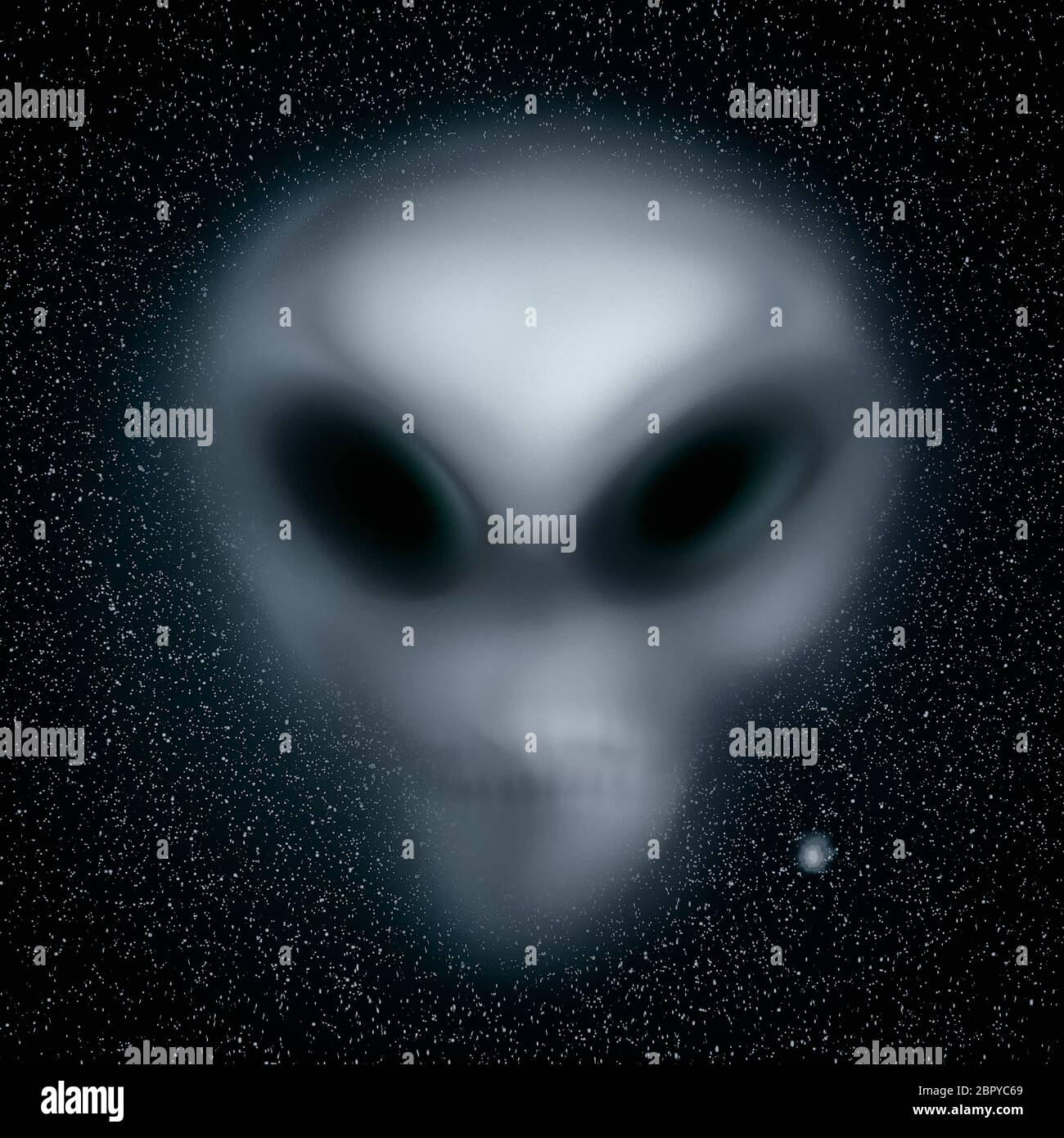 Alien scary blurred face against a starry background Stock Photo - Alamy
