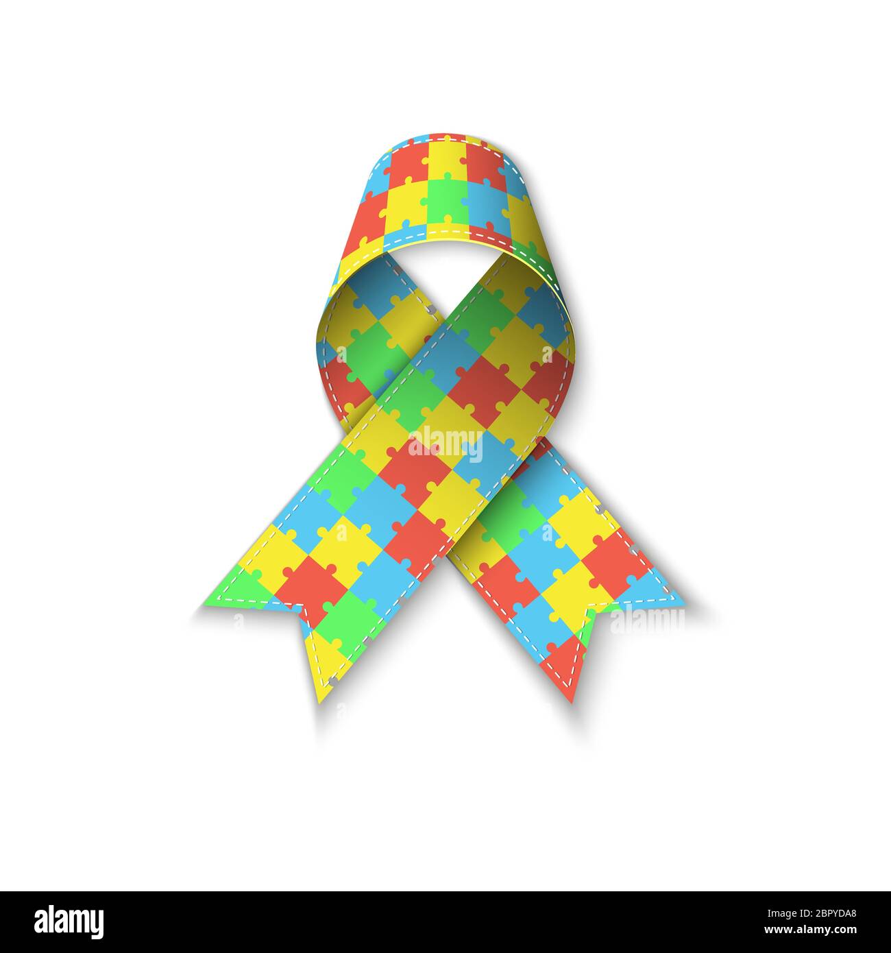 Colorful puzzle ribbon as symbol autism awareness Stock Vector Image ...