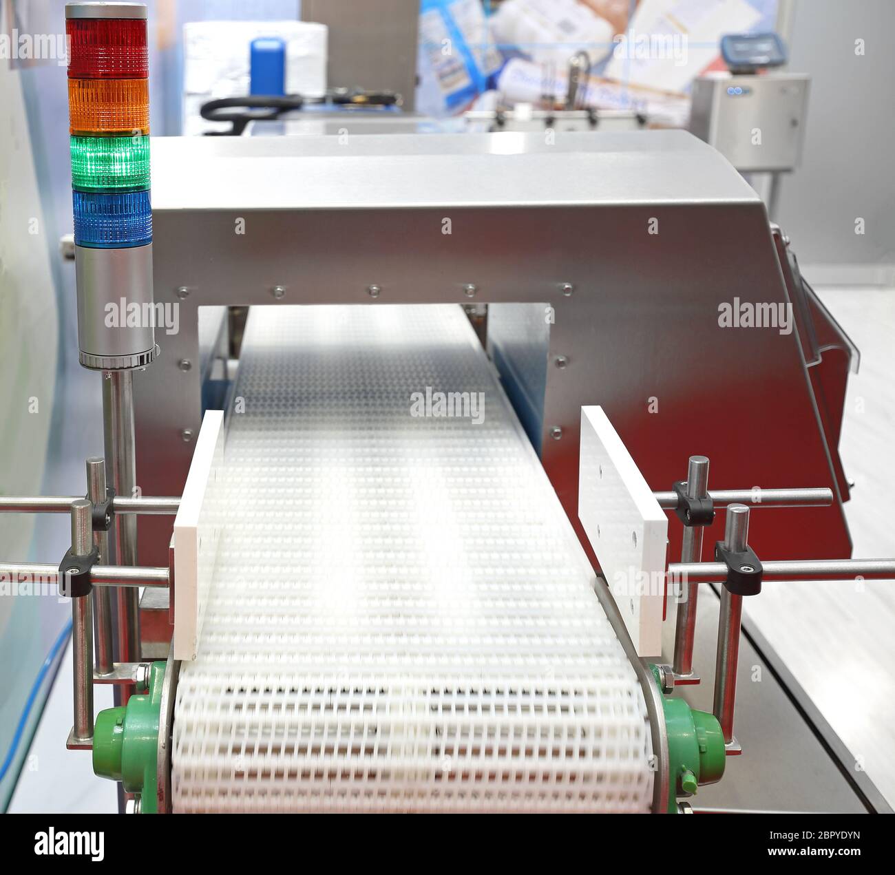 Metal Detector at Conveyor Belt and Stack Lights in Factory Stock Photo ...