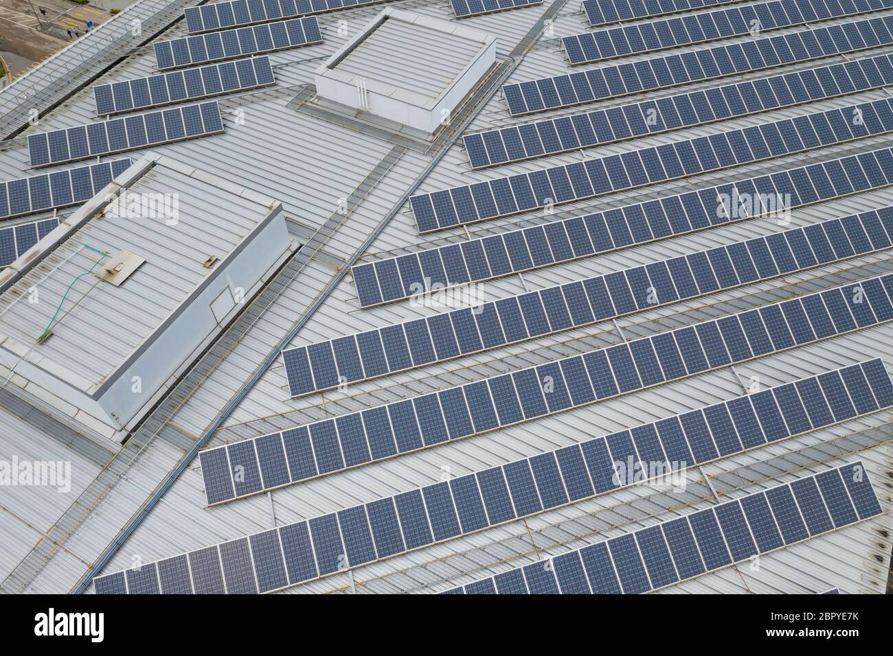 Top view of solar panel station Stock Photo - Alamy