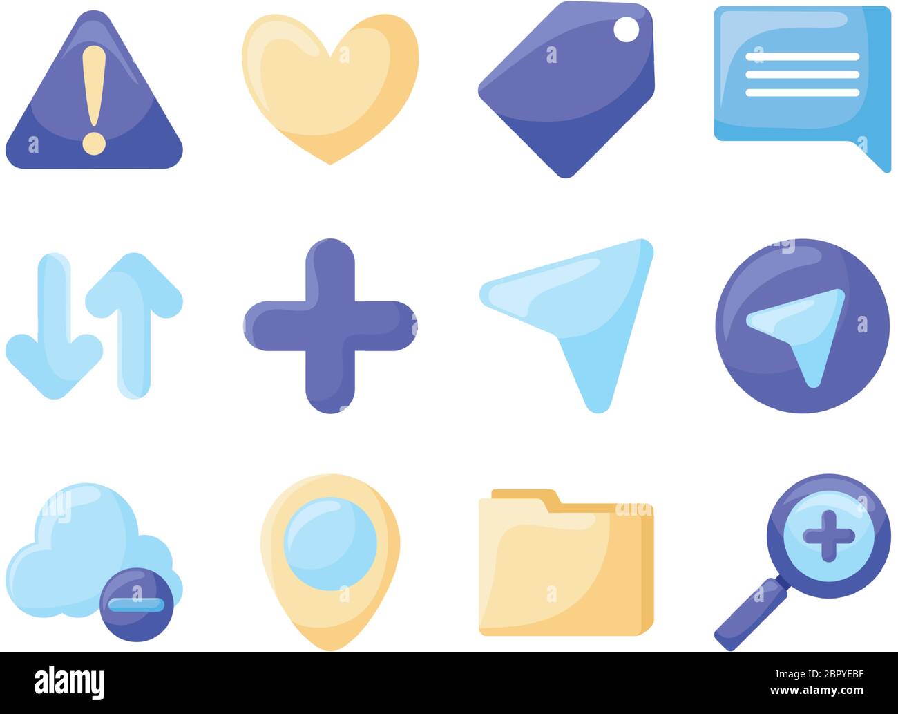 Flat style icon set design, Social media web multimedia and ...