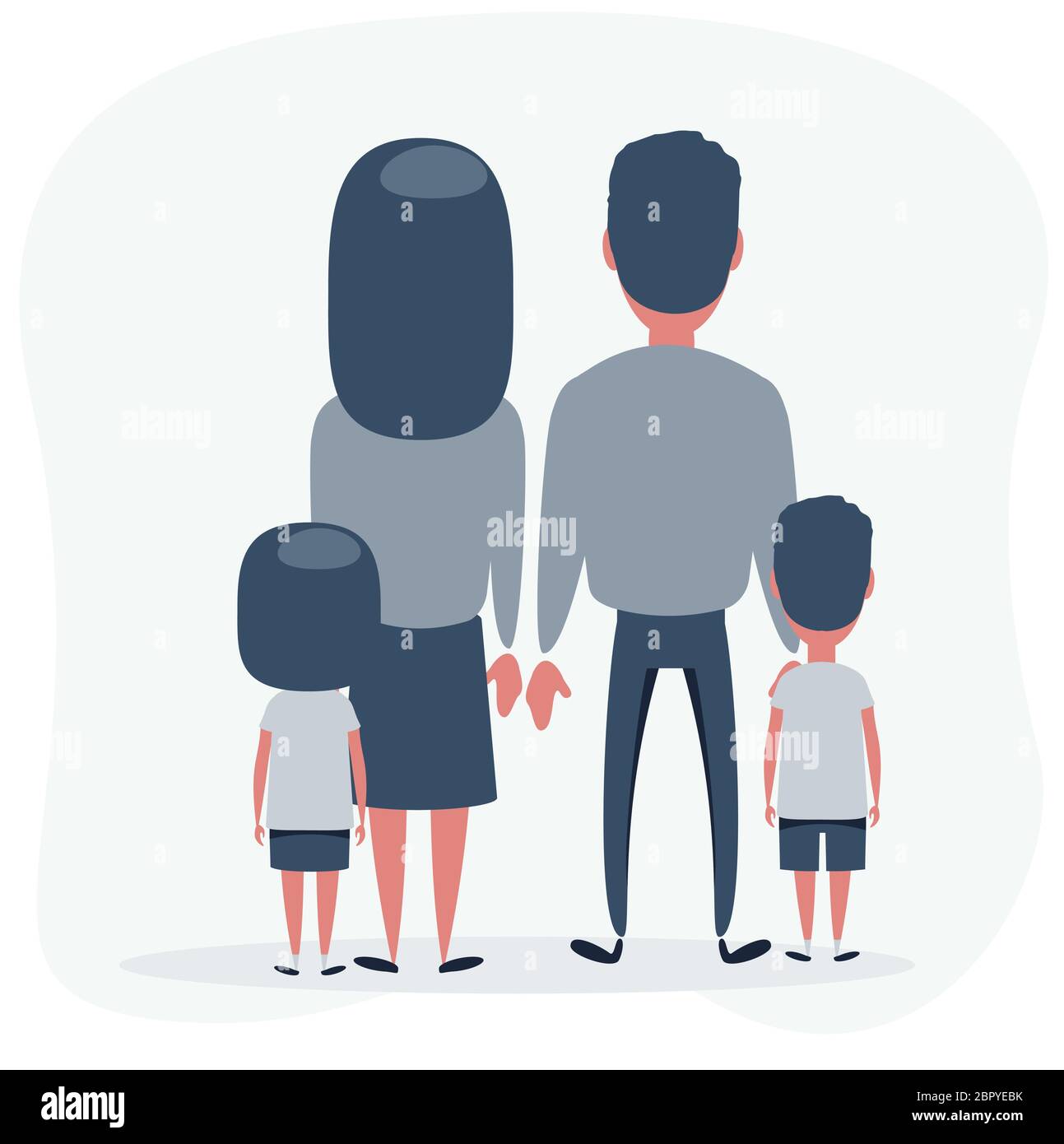Back View Illustration of a Family Stock Vector Image & Art - Alamy