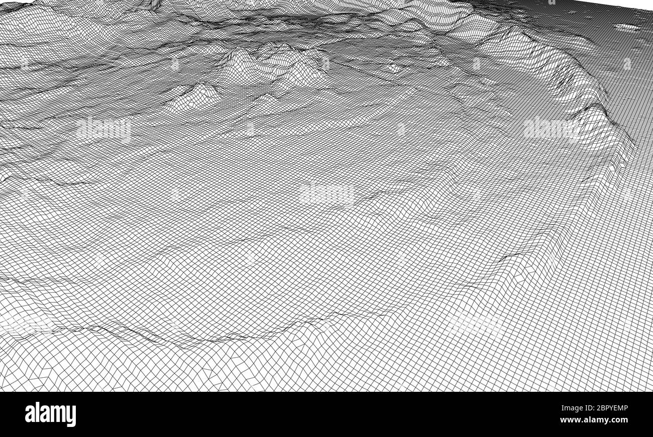 Abstract 3d wire-frame landscape. Blueprint style Stock Vector Image ...