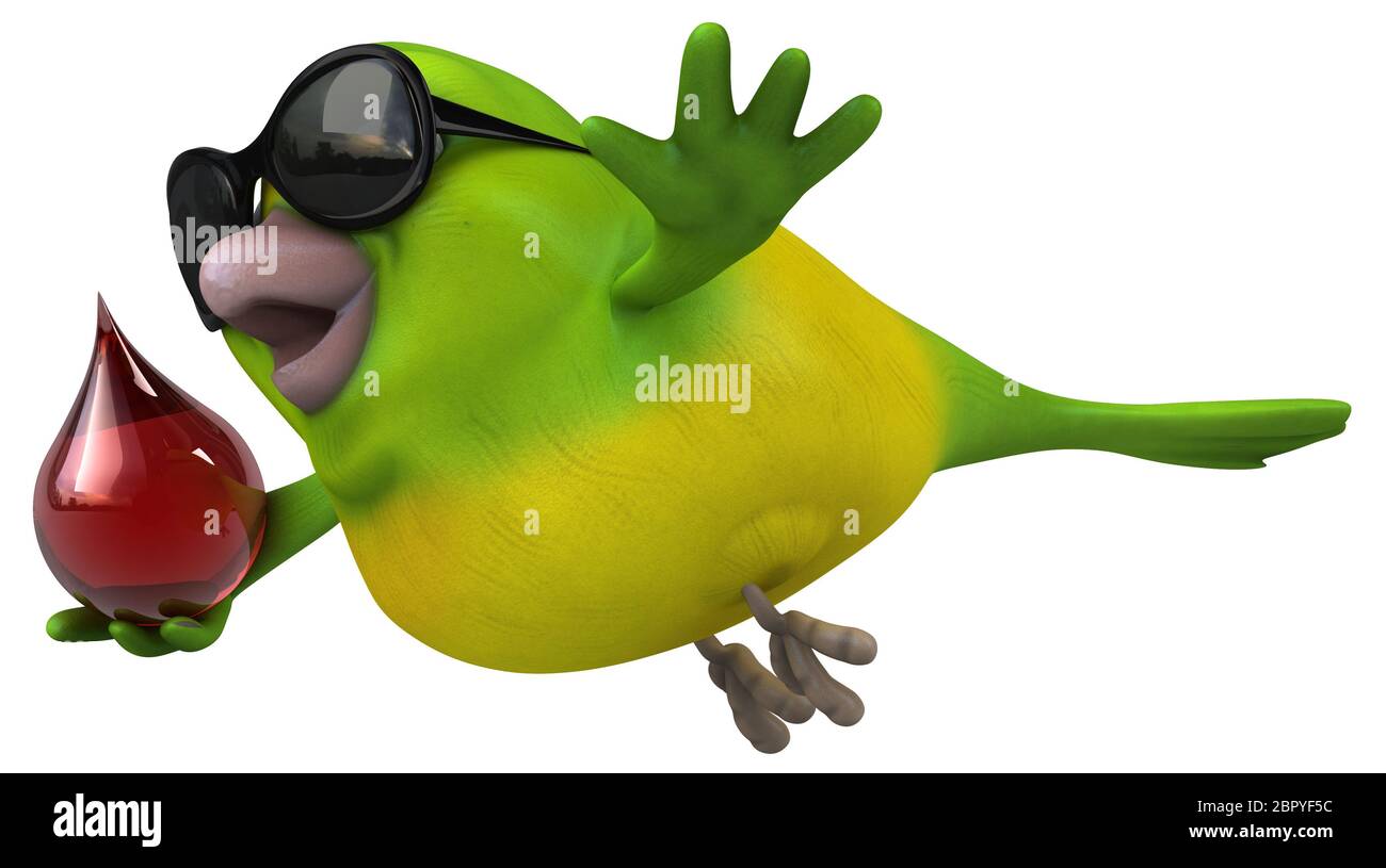 Fun green bird - 3D Illustration Stock Photo - Alamy