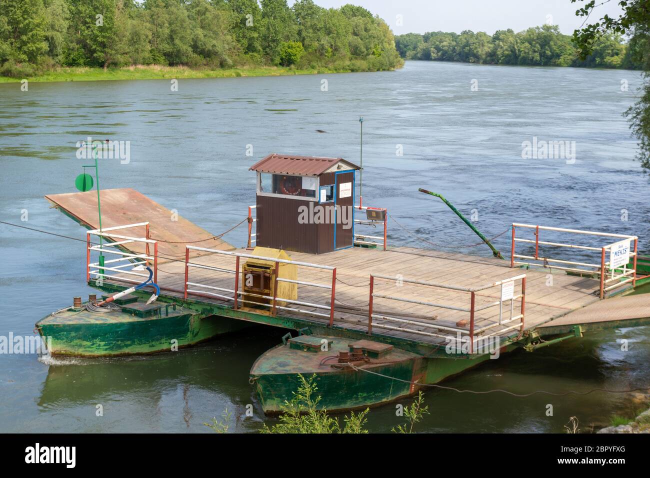 A cable ferry on the Drava River in Croatia Stock Photo - Alamy