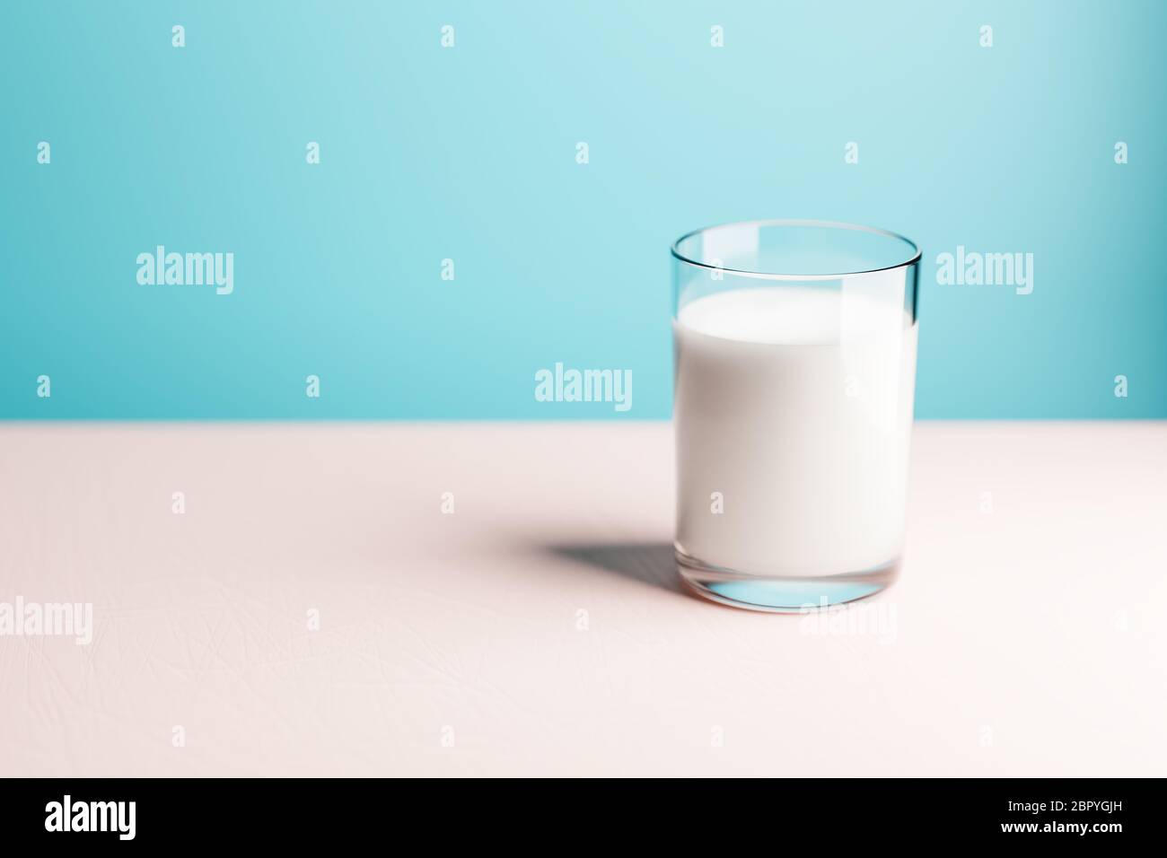 A glass of milk on a table. Pastel colors. Very shallow depth of field ...