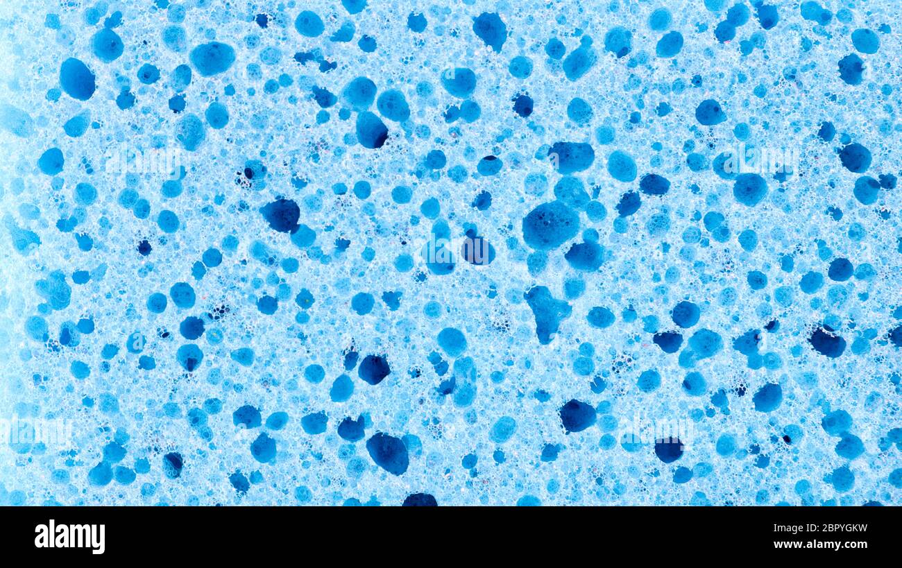 Background in the form of a porous structure in blue. Macro sponge ...