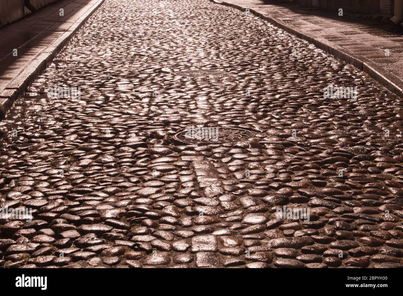 Stone road cobble texture background Stock Photo - Alamy