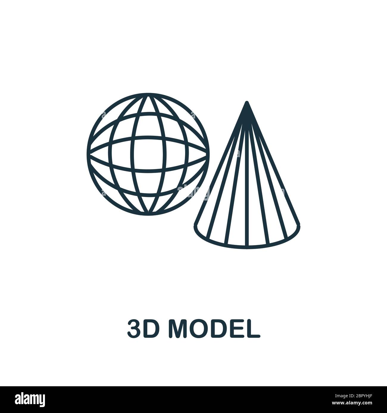 3D Model icon from 3d printing collection. Simple line 3D Model icon ...