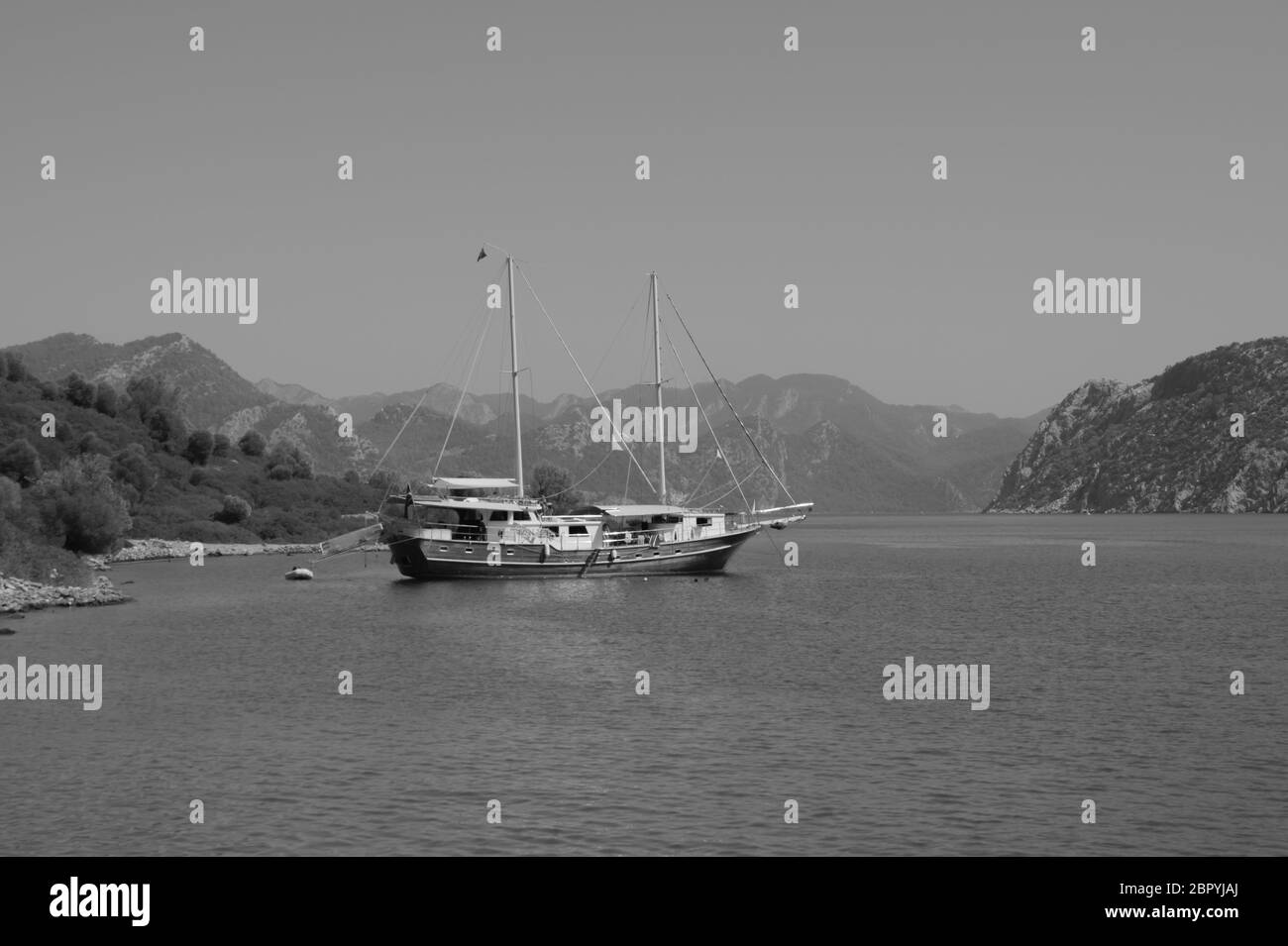 Boat on lagoon shore Black and White Stock Photos & Images - Alamy