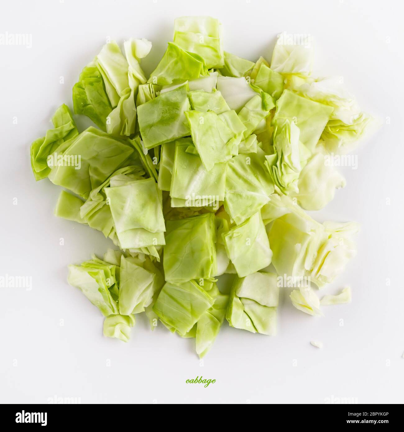 Cabbage. White cabbage sliced for salad, isolated on white. Keto diet ...