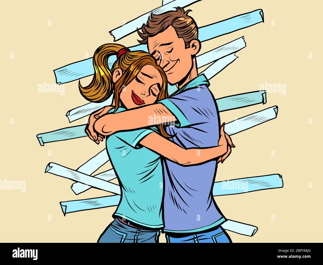 A couple of reconciliation. Husband and wife hug each other Stock ...