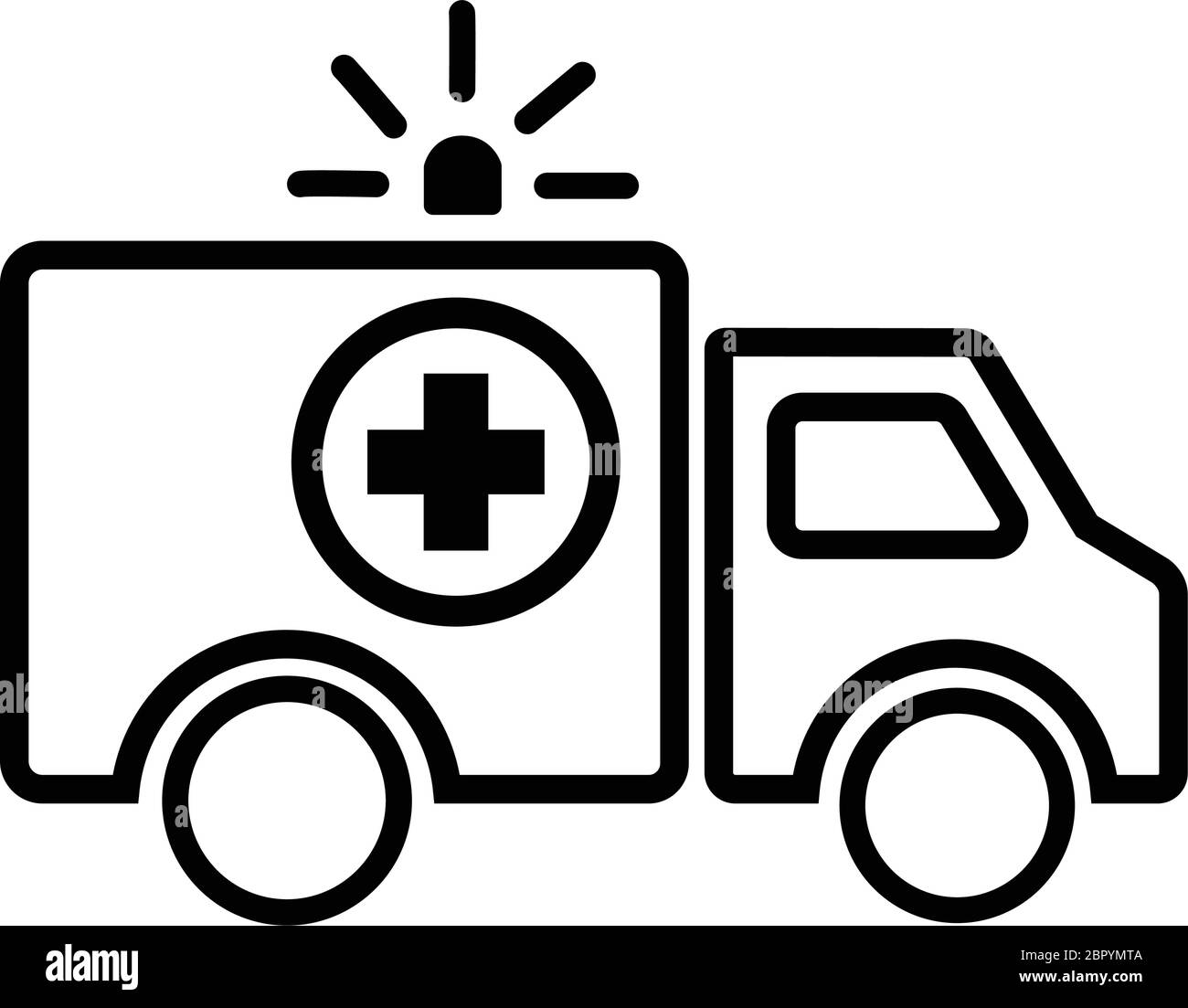 Ambulance line car icon isolated on white vector illustration Stock ...